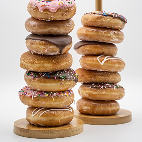New Improved Bamboo Donut Stand for Party with thicker base - Donut holder stand party - Replaces other Donut wall and Donut Display Bagel Holder Stand. For Weddings, Doughnut, and Birthday Party
