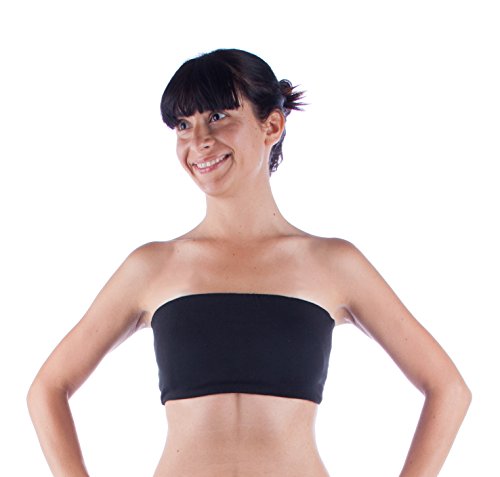 Black Strapless Yoga Sports Bra Bandeau Black L