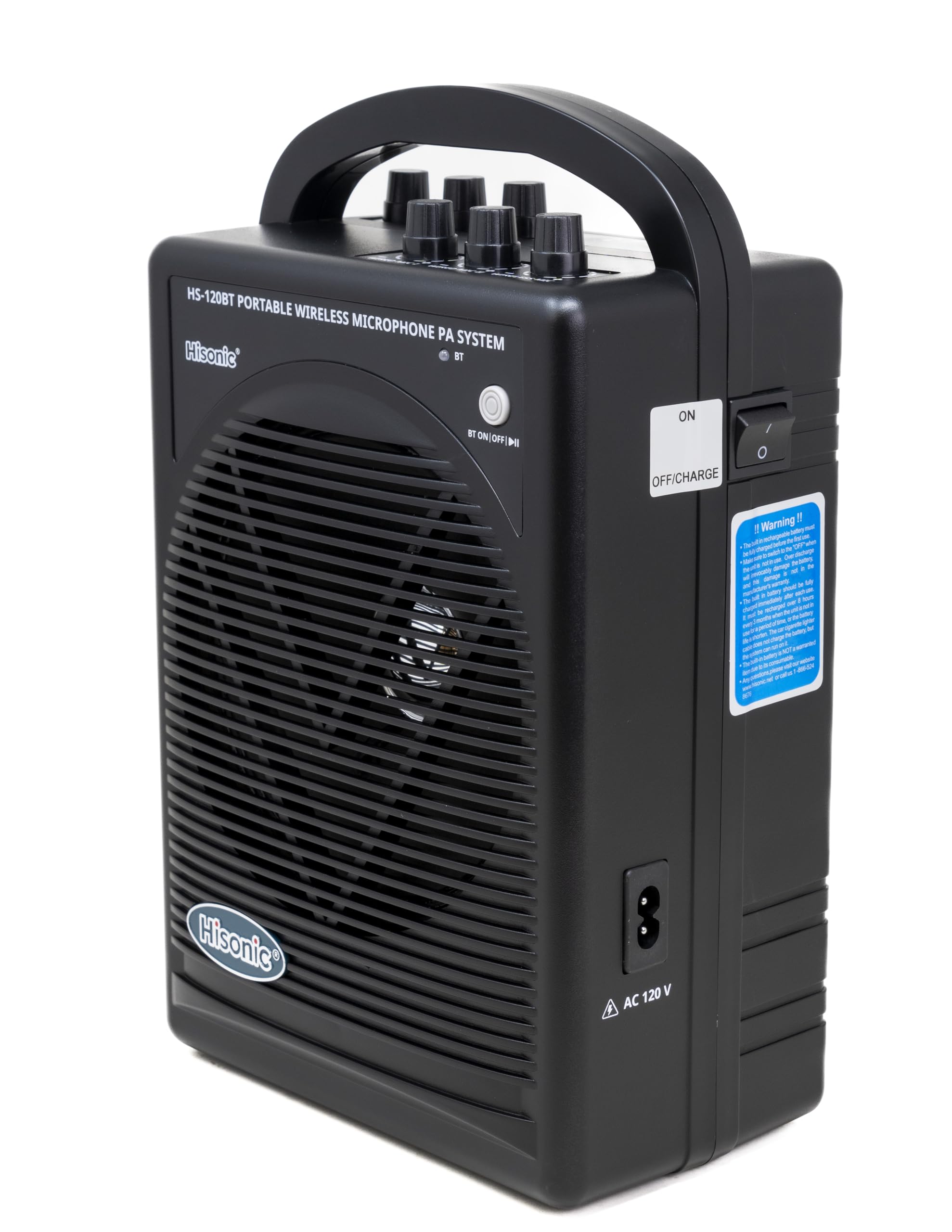 HISONIC HS120BT HL Portable PA System with Wireless Microphones and Lithium Rechargeable Battery and Car Cable Bluetooth Connected with Cell Phones and Pads Black