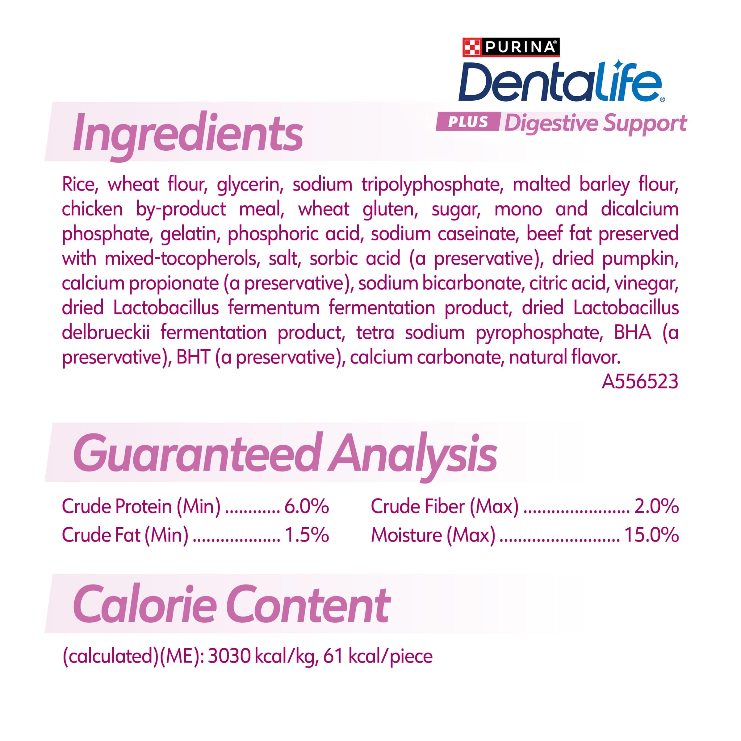 Dentalife Purina Plus Digestive Support Chicken and Pumpkin Flavor Small/Medium Dog Dental Chews, MP - 19 ct. Pouch
