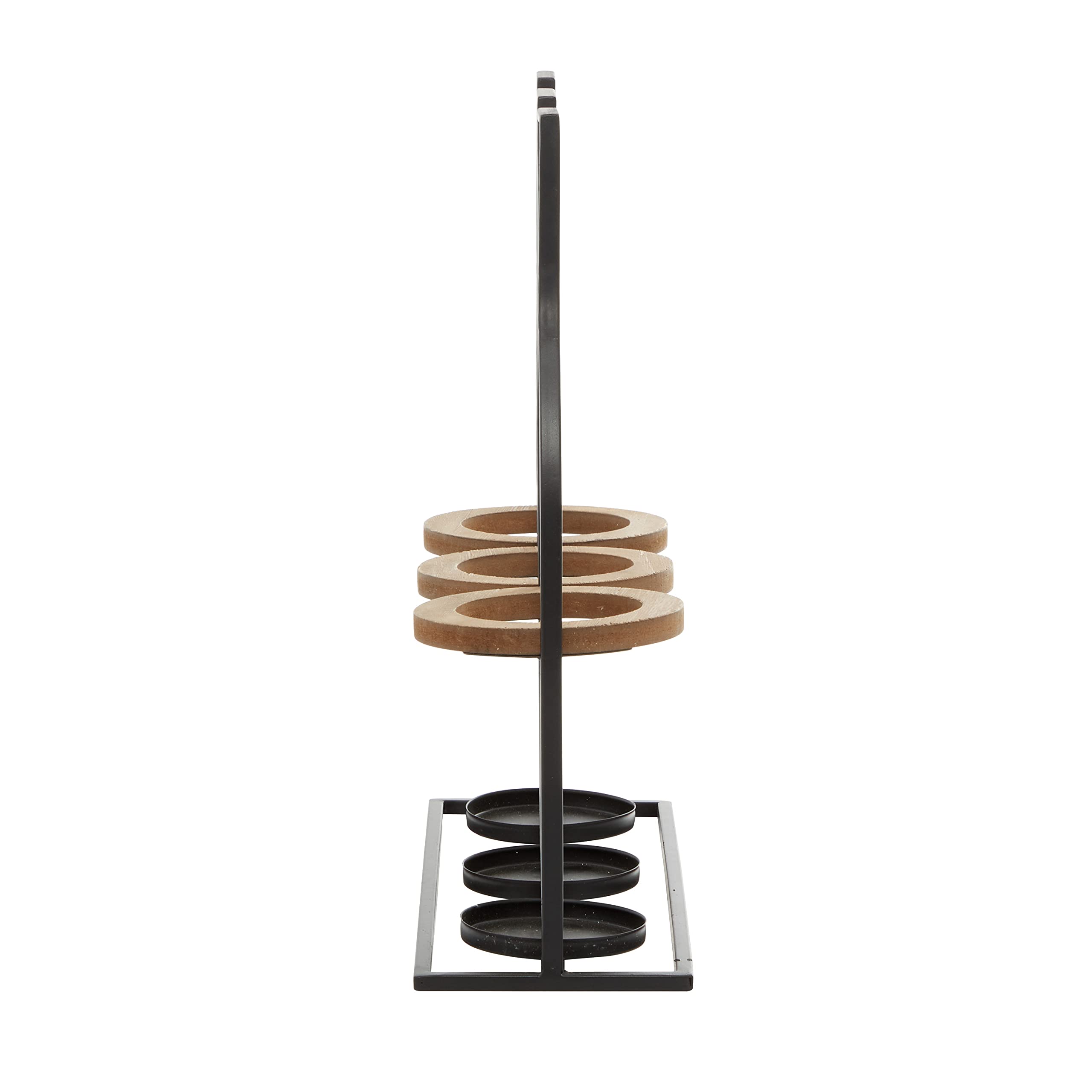Deco 79 Metal Bottle Shaped 3 Bottle Wine Holder, 17" x 5" x 16", Black