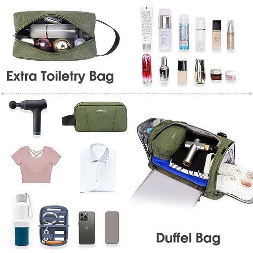 Gym Bag for Women Men Sports Backpack with Wet Pocket & Shoes Compartment Travel Duffle bag with Toiletry Bag Weekender Overnight Bag Carry On Backpack Army Green