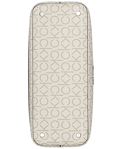 Calvin Klein Hailey Signature Triple Compartment Chain Satchel, Vanilla/Khaki/Serenity Blue