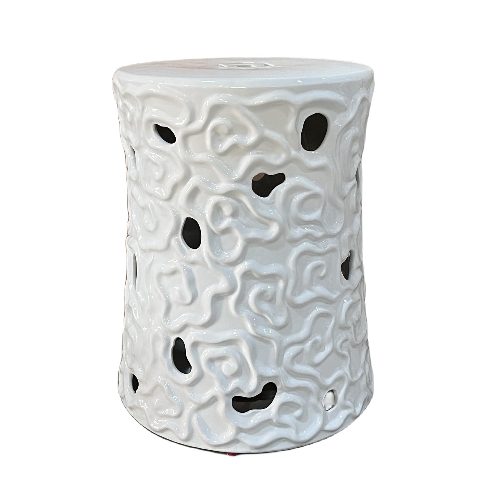 BriGth Cloud Ceramic Decorative Garden Stool, 17.75", White