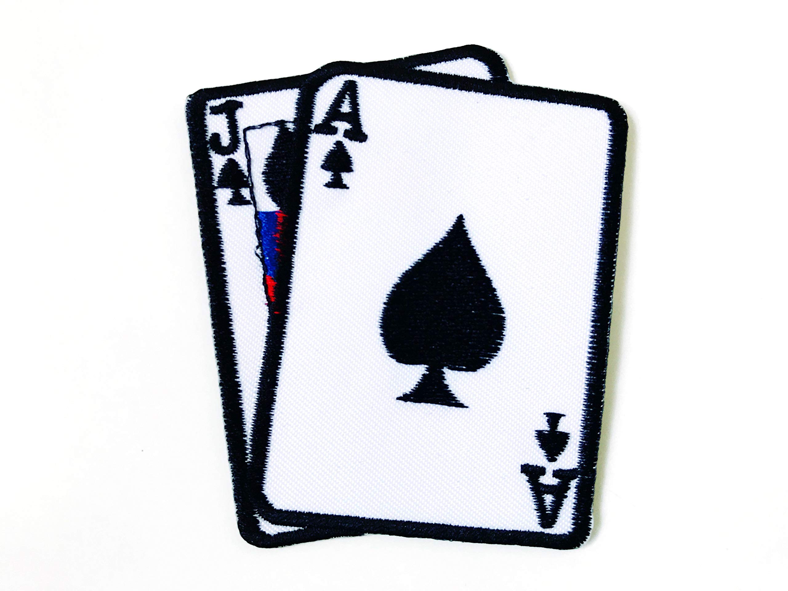 TH Blackjack Gamble Playing Card Game Logo Embroidered Applique Sew Iron on Patch for Hat Jackets Bags Jeans T-Shirt Backpacks Costume