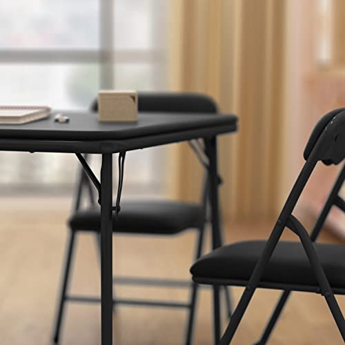 HBCY Creations 5 Piece Kid's Folding Table and Chairs Set - Black Design - Lightweight & Portable - Safety Lock Feature - Seating for 4