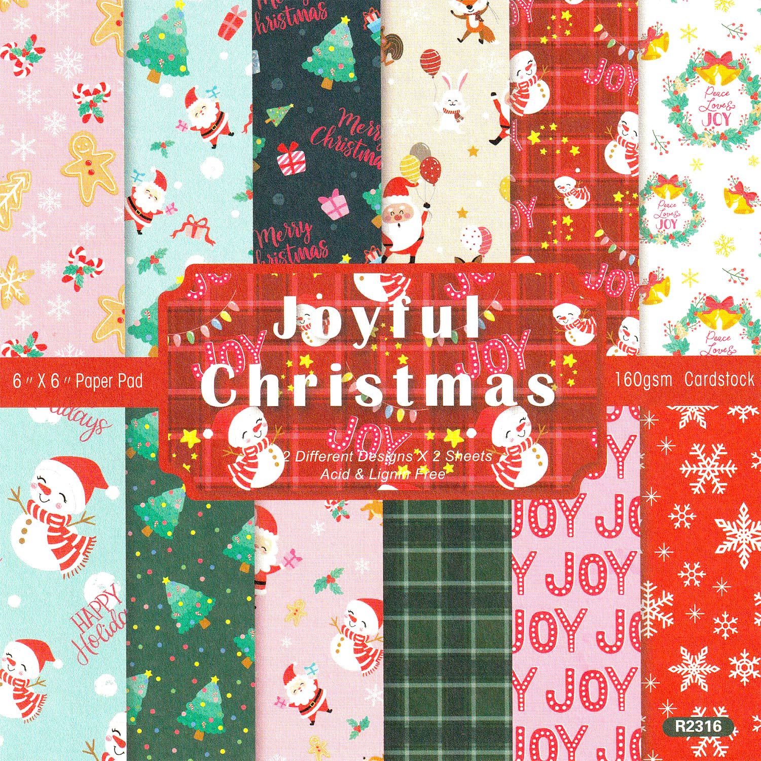 BLEDS Scrapbook Paper, 24 Sheets Christmas Scrapbooking Paper Pad 6x6 inch, One Single-Side Scrapbooking Paper Supplies For Xmas Festival Craft Junk Journal Card-Making Decorative Background