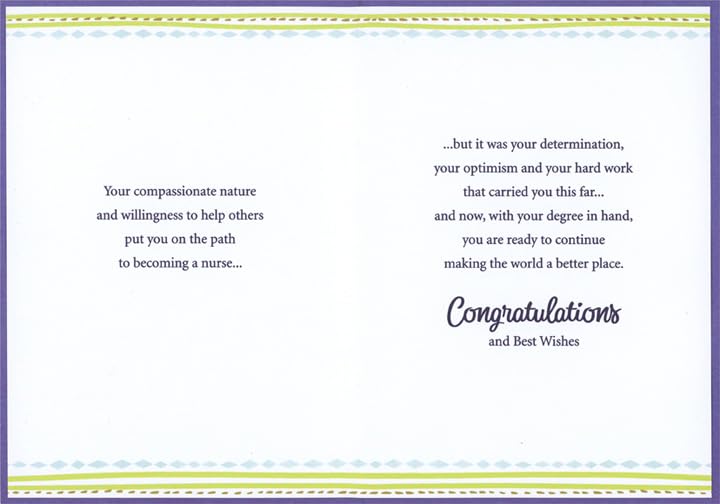 Designer Greetings So Proud of You Blue Foil Script Nursing Degree Graduation Congratulations Card for Nurse