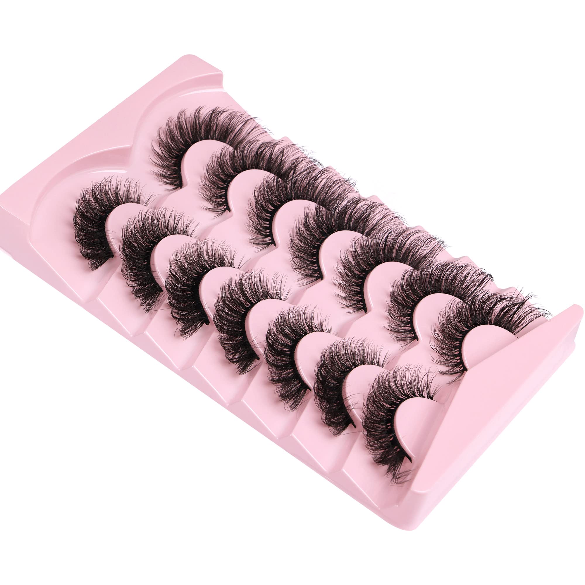 Cat Eye Fake Lashes Dramatic False Eyelashes Faux Mink Lashes Extension Wispy Fluffy Natural Look 7 Pairs Pack Fox Eye Lash 8D Volume Thick long Reusable Light Cruelty-Free by Boahankuke