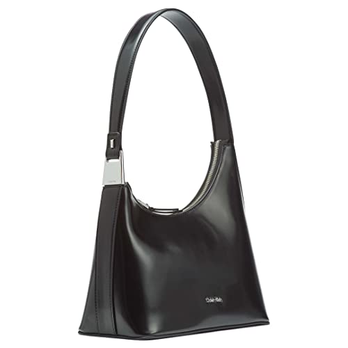 Calvin Klein Holly Top Zip Shoulder Bag, Black/Silver,One Size