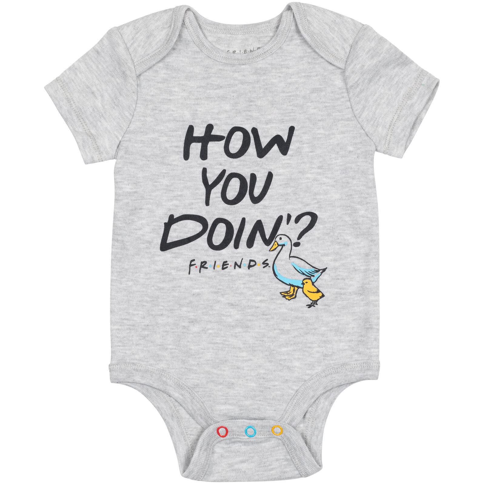 FRIENDS Baby Boys 3 Pack Short Sleeve Bodysuit Grey/Black/White 0-3 Months