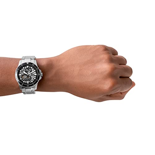Fossil Men's FB-01 Automatic Stainless Steel Three-Hand Watch, Color: Silver/Black (Model: ME3190)