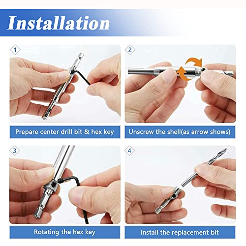 Eyech 4Pcs HSS Door Window Cabinet Self Centering Hinge Drill Bits Set Center Hinge Drill Bit Mill Tool for Opening Hole-5/64 Inch 7/64 Inch 9/64 Inch 11/64 Inch