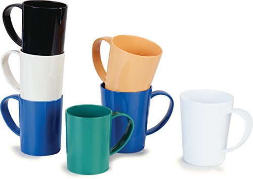 Carlisle FoodService Products Mug Plastic Coffee Mug with Large Handle for Buffets, Home, and Restaurant, Tritan, 12 Ounces, White