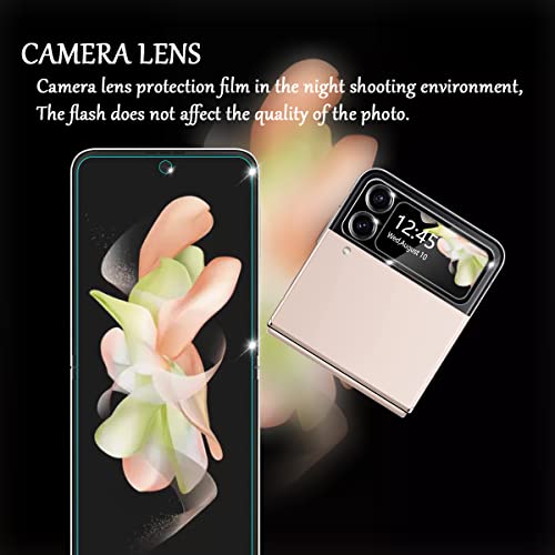 Galaxy Z Flip 4 5G Screen Protector + Camera Lens Protectors By YEYEBF, [2+2 Pack] Full Coverage Screen Protector for Galaxy Z Flip 4 [Case-Friendly][Anti-Shatter][3D Glass]