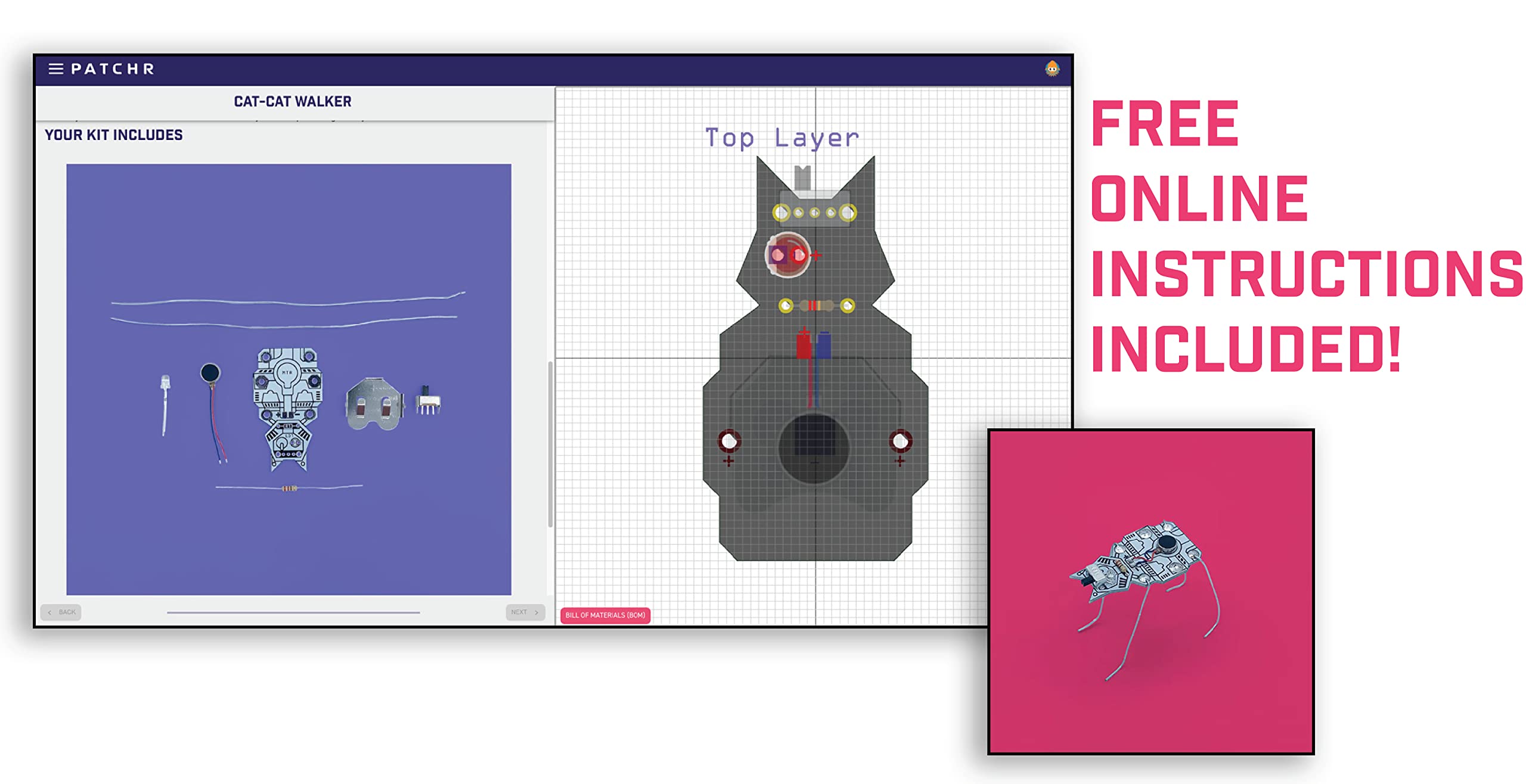 CAT-CAT Walker | Soldering Kit | DIY Electronics Kit for STEM and STEAM Students | Intermediate Hardware Design Kit | Brushbot Electronics Kit