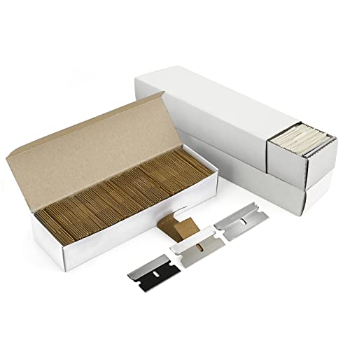 NEWISHTOOL Black Carbon Steel Single Edge Razor Blade, 300 PCS One Edge Razor Blades, Individual Wrapped Blade, Box Cutter Replacement Blades, Industrial Glass Scraper Razor Blade to Clean Stove, Oven