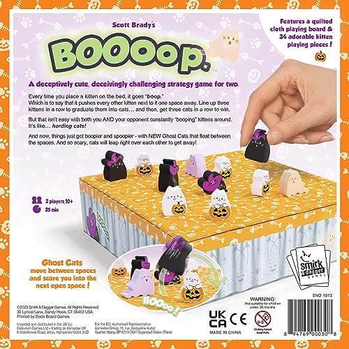 BOOoop by Smirk & Dagger: Adorable 2 Player Strategy Board Game, with 34 Cat and Kitten Pieces, Halloween Edition with New Ghost Cats, A Great Gift for Couples, Family, Adults and Kids Ages 10 and Up