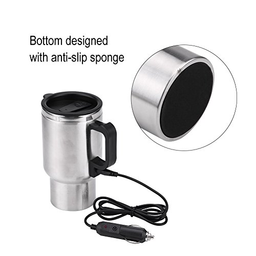 Electric Water Kettle, 12V 450ml Electric Incar Stainless Steel Travel Heating Cup Coffee Tea Car Cup Mug