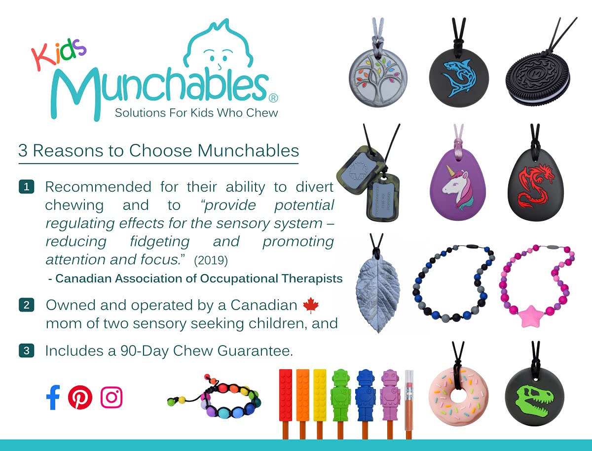 Munchables Scribbles Sensory Chew Necklace β Chewy Fidget Toy for Adults, Teens, Boys and Girls (Purple)