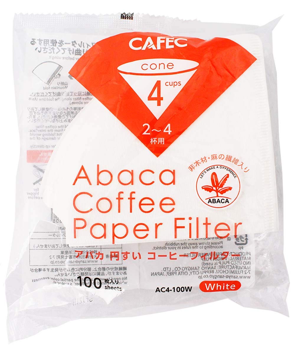 CAFEC 100-Pack Cone-shaped V60 02 Style Universal 1 to 4 Cup Disposable Pour-Over Drip Coffee Paper Filter made of Eco-Friendly Refined Virgin Pulp for Better Tasting Brewing Pour Over Dripper (White)