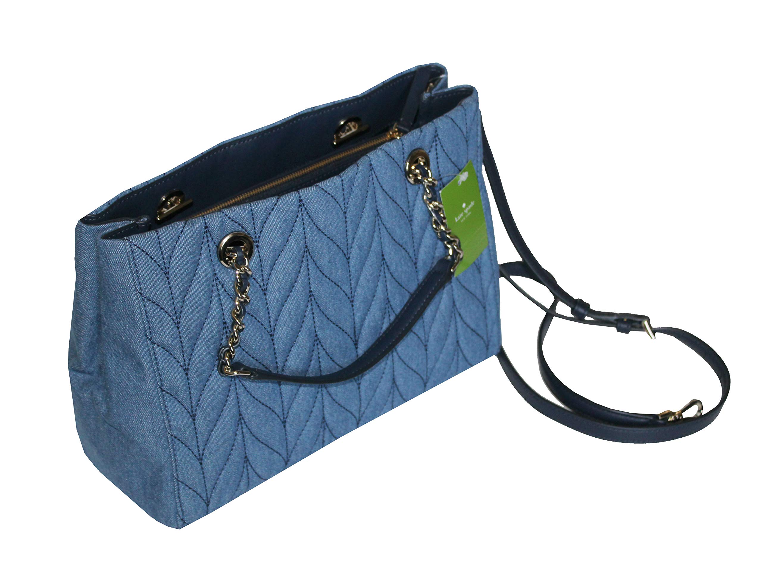 Kate Spade New York Meena Briar Lane Quilted Purse Women's Denim Handbag, 12"H x 8"W x 5"D