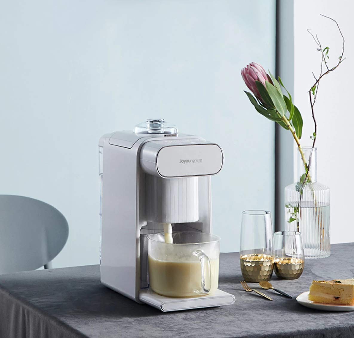 JOYOUNG DJ10U-K61 Automatic Self-cleaning Soy Milk Maker, 4 in 1 function,Coffee Maker, Juice Maker, Electrical Water Kettle, 300-1000ML, White