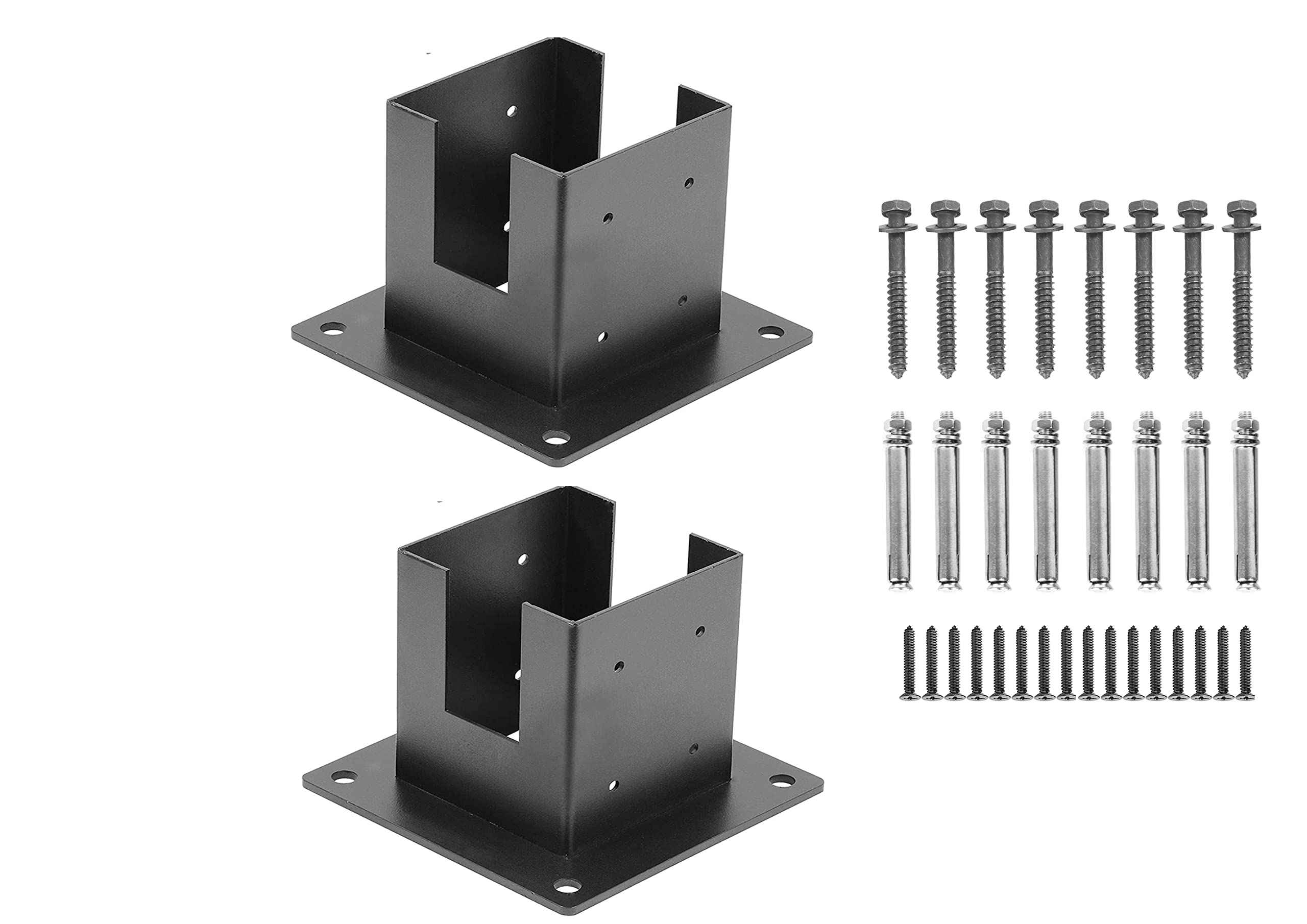 Ceizext 4×4 Post Base 2 Pcs,Inner Size 3.54"x3.54"Post Anchors ,Black Powder Coated,Deck Post Brackets Pergola Brackets Fence Kit Mailbox Mount