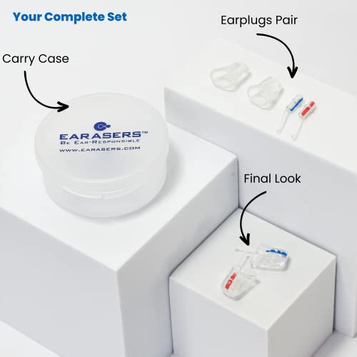 EARasers Noise Cancelling Earplugs - Reusable Noise Reduction Musicians Earplugs for Concerts, Djs – 19dB Peak Reduction