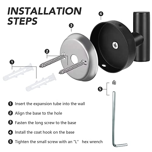 Lydia's Deal 4 Pack Towel Hooks for Bathrooms, Matte Black Stainless Steel Coat Robe Clothes Hook Modern Wall Hook Holder for Bathroom Kitchen Garage Hotel Wall Mounted