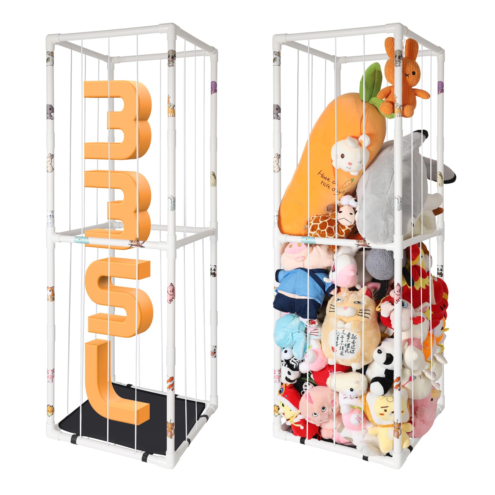 Extra Large Stuffed Animal Storage for Corner Organizer,Premium PVC Material with Elastic Cord Hold Up to 150 Plush Toys,Stuffed Zoo Animal Holder and Collection for Playroom-Birthday Gift for Nursery