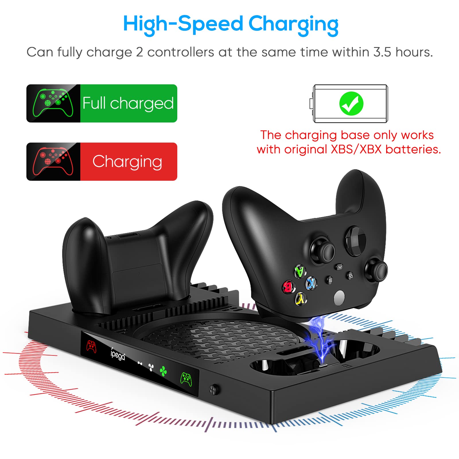 Cooling Stand for Xbox Series X with 2 Pack Dust Filter Cover and Rubber Dust Plugs and Joystick Thumb Grips