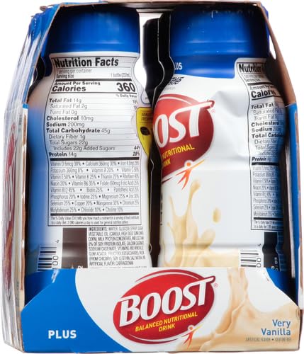 BOOST Plus Balanced Nutritional Drink, Very Vanilla, 8 FL OZ (Pack of 6)