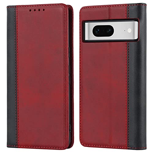 Havaya for Google Pixel 7 Case Wallet with Card Holder,for Pixel 7 Phone case for Women,for Google 7 flip Cover with Credit Card Slots - Red and Black