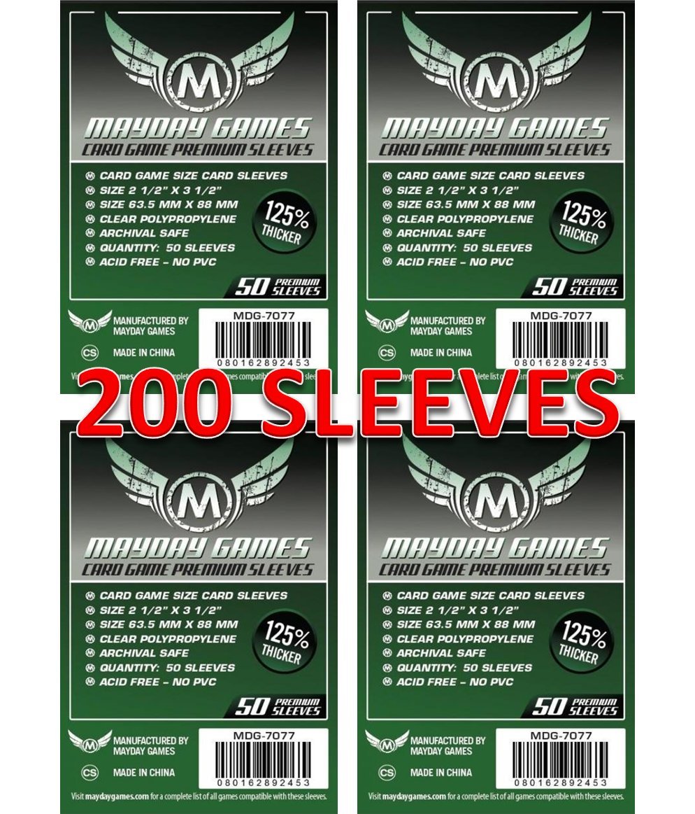 Mayday Games 7077 Clear Premium Card Sleeves 63.5x88 mm (4x50 Pack, 200 sleeves)