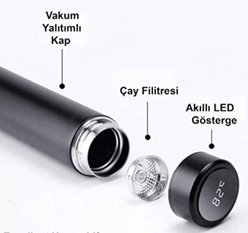 Intelligent temperature and Insulated Water Bottle Led Touch Display water temperature, Stainless Steel Coffee Thermos, Thermos Bottle, Insulated Hot Tea Thermos, Travel Mug, Keep Warm 12H (Black)