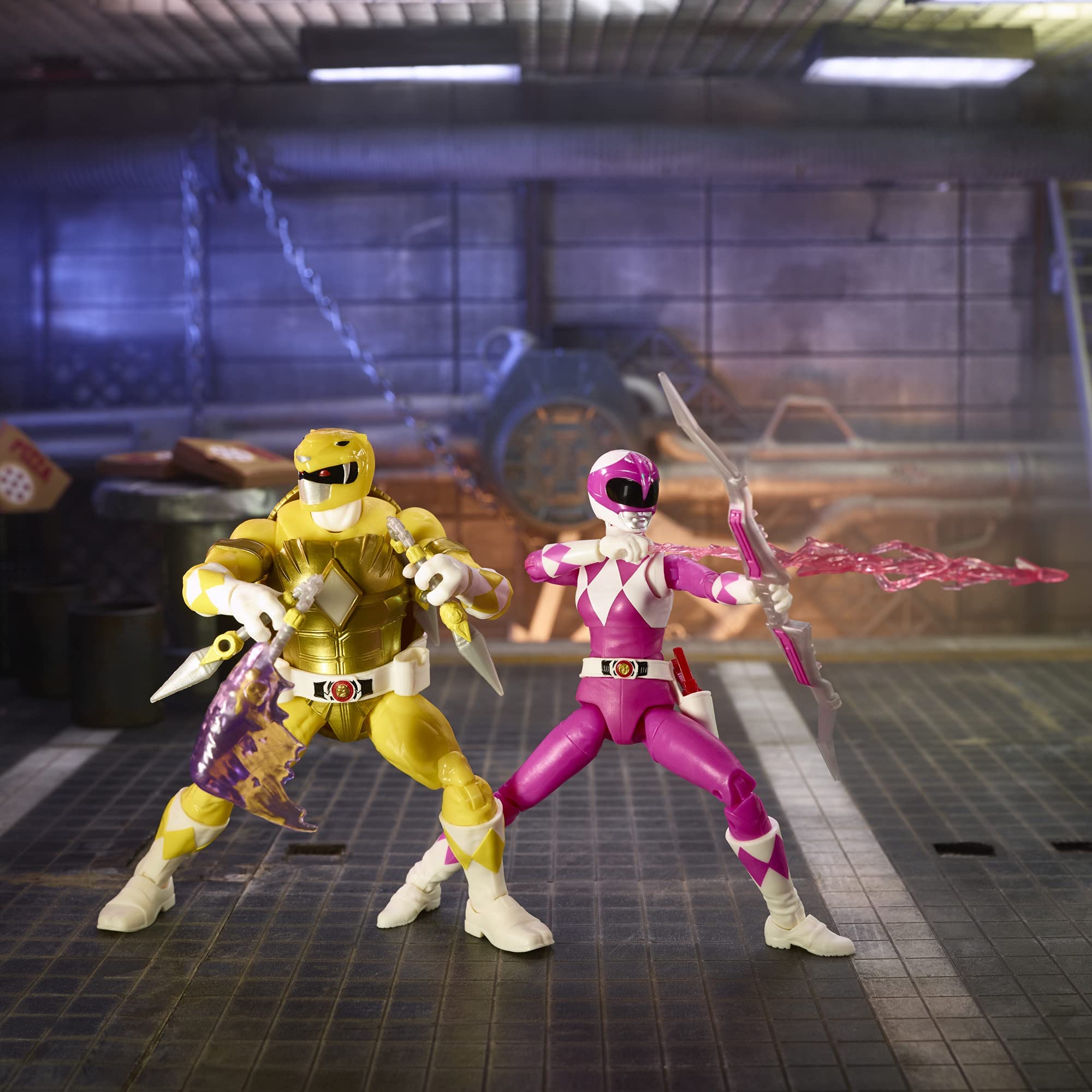 Husbro MMPR/TMNT Lightning,Mike and April as Yellow and Pink Rangers Action Figure 2-Pack