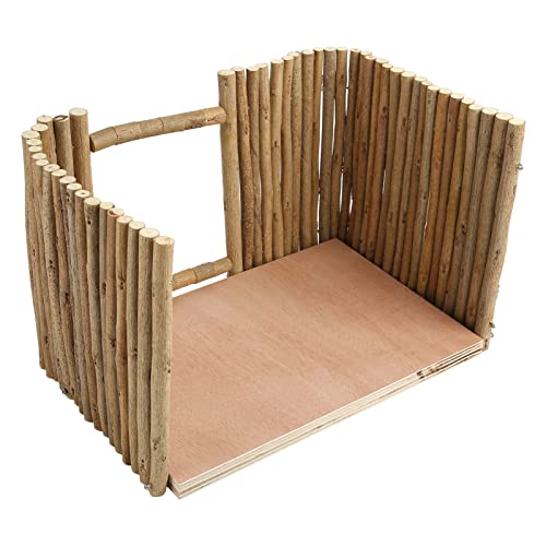 HEEPDD Wooden Small Pet Hideout, Breathable Fence Small Animal Hideout Hut with Platform for Hamster Guinea Pig Bunny Chinchilla