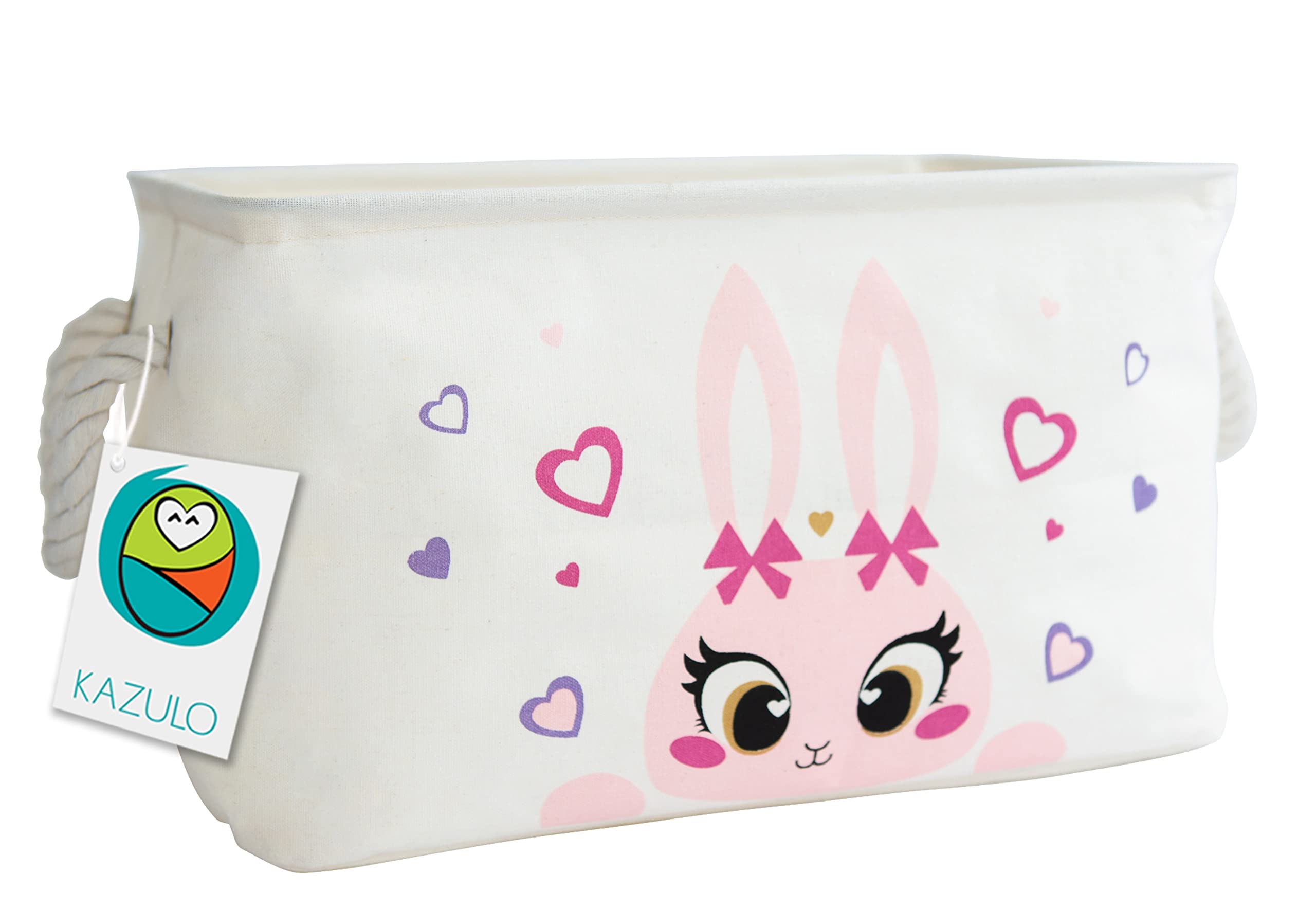 Kazulo Pink Bunny Easter Basket For kids, Rectangle Rabbit Basket, Easter Basket for Girls, Egg Hunt Bag For Boys and Girls,, Kids Easter Basket, Bunny Basket (Pink Bunny)
