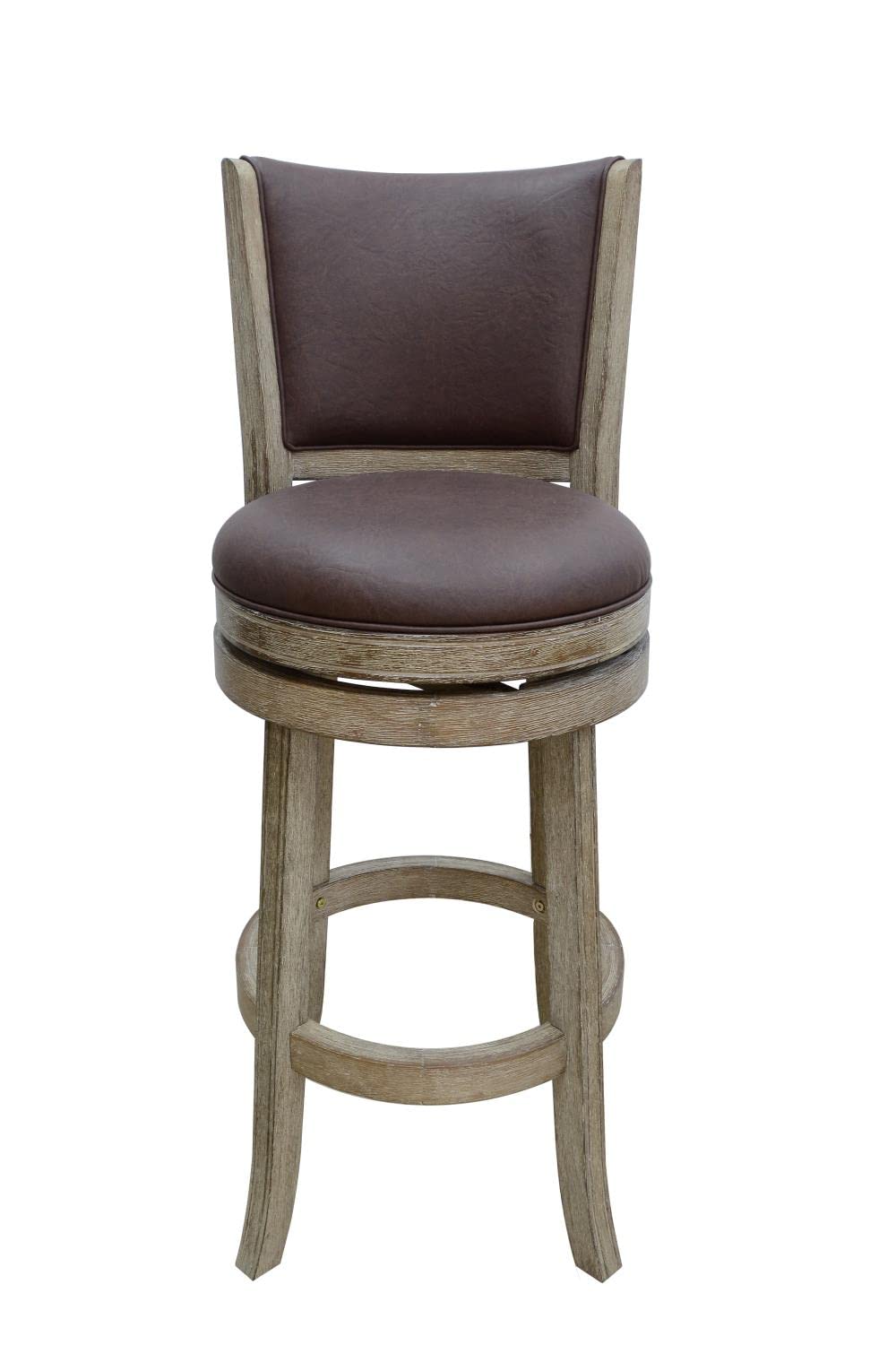 Boraam Toledo Wire-Brush Swivel Stool, 29-Inch, Weathered-White Wire-Brush and Dark Mocha