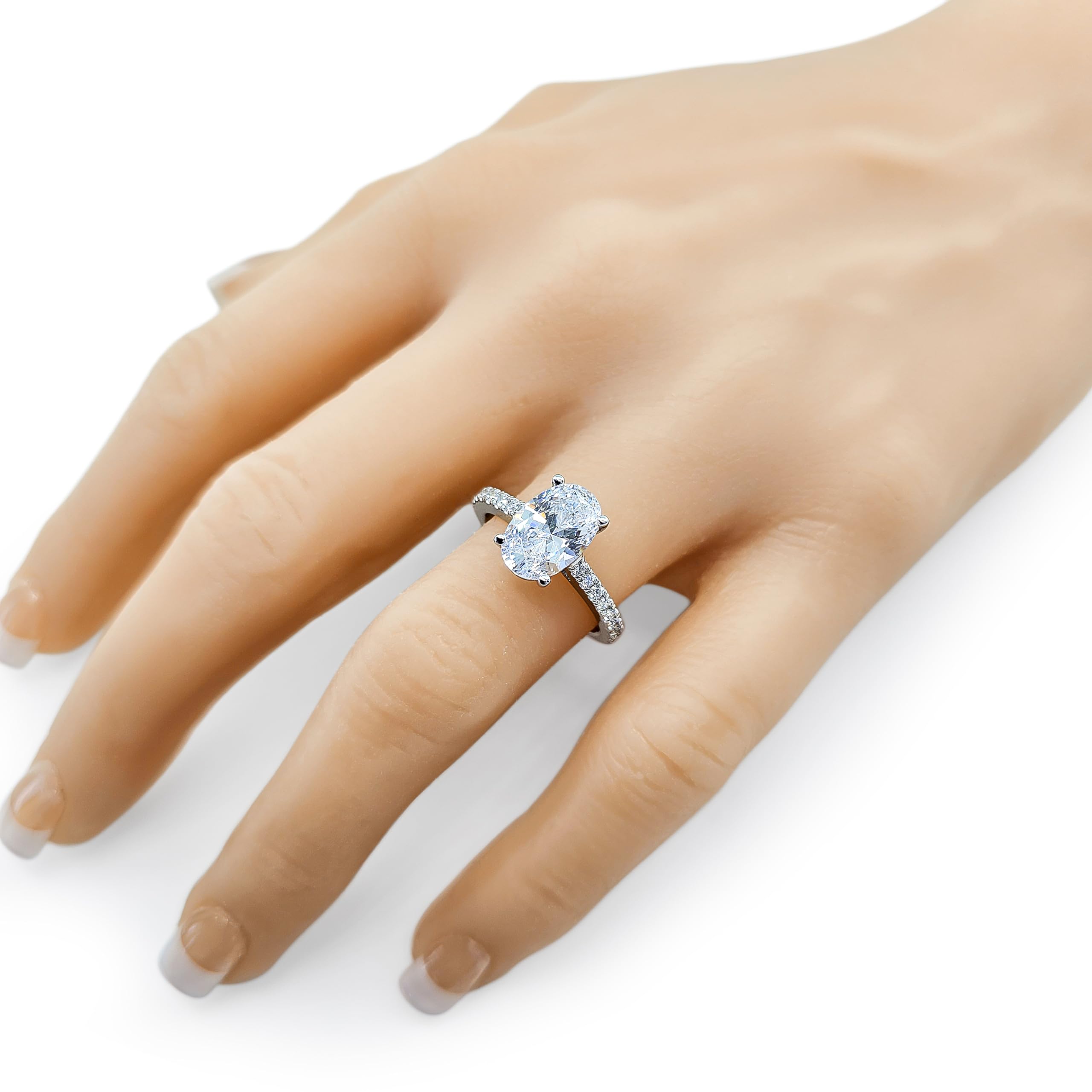 Central Diamond Center VOUS Oval Cut Solitaire Engagement Wedding Ring, Sterling Silver w/Pure Brilliance Zirconia - Size 6.5