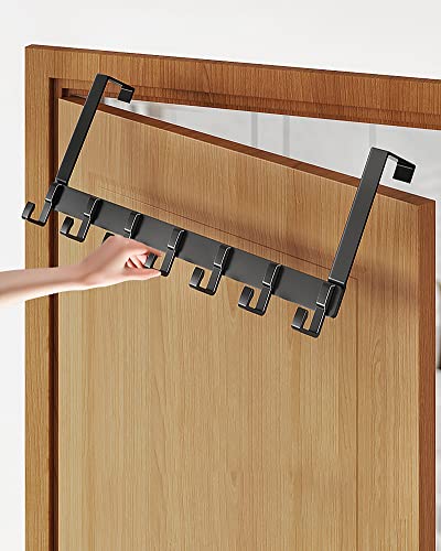 KitchLife Over The Door Hooks Hanger with Extra Long Arms for Easy Use by Women - Bathroom Accessories and Towel Rack Organization - 1 Pack, White, DH-LW4