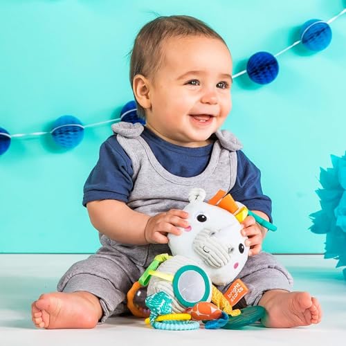 Bright Starts Rhino Playful Pals Take-Along BPA-Free Stroller Baby Toy, Age Newborn+
