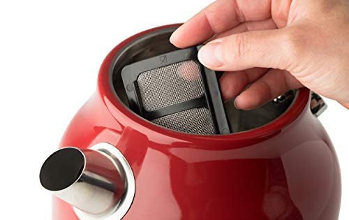 Haden Dorset Stainless Steel Electric Kettle - 1.7L (7 Cup) Tea Kettle with Auto Shut-Off and Boil-Dry Protection - Red