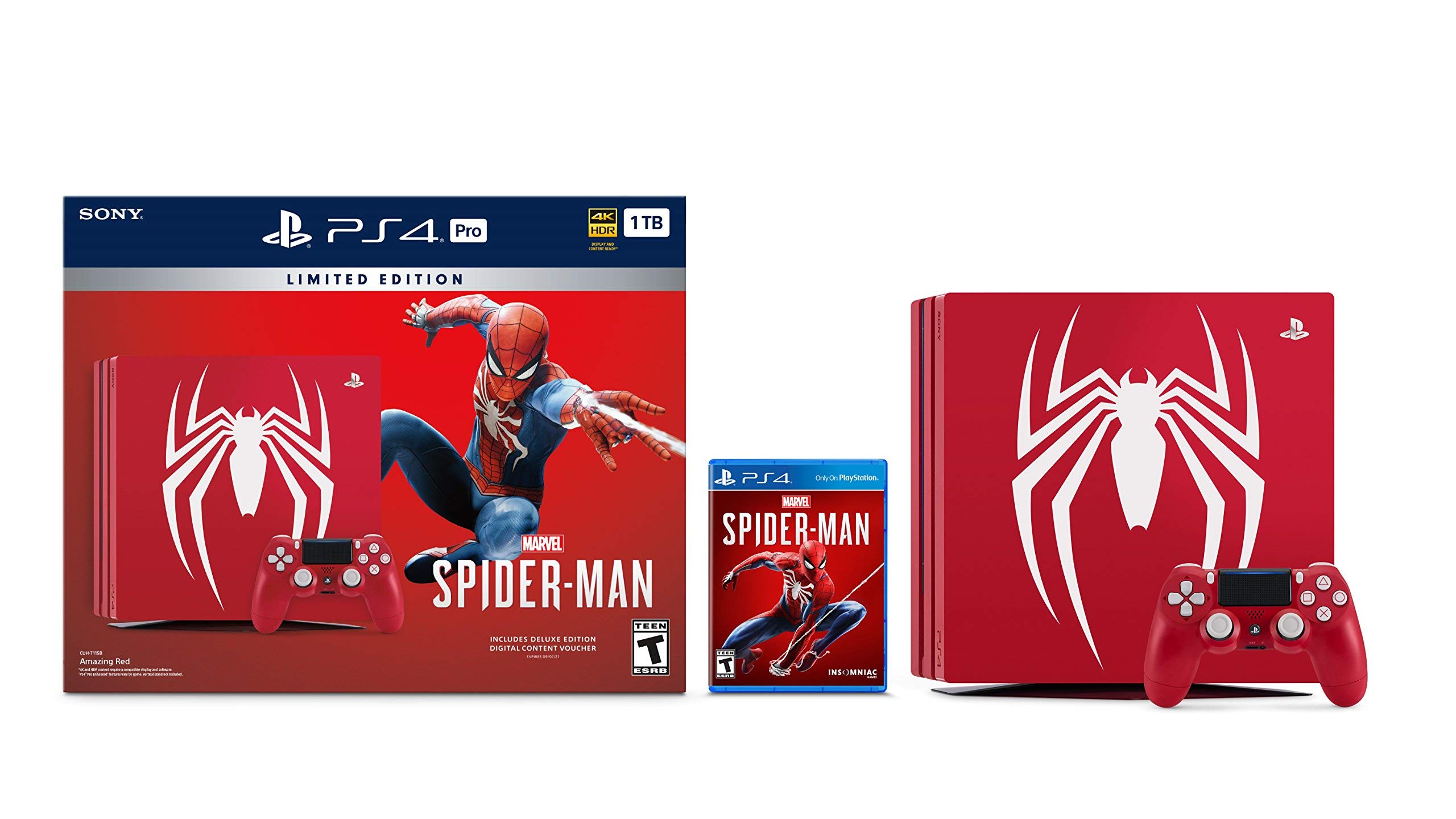 PlayStation 4 Pro 1TB Limited Edition Console - Marvels Spider-Man Bundle [Discontinued] (Renewed)