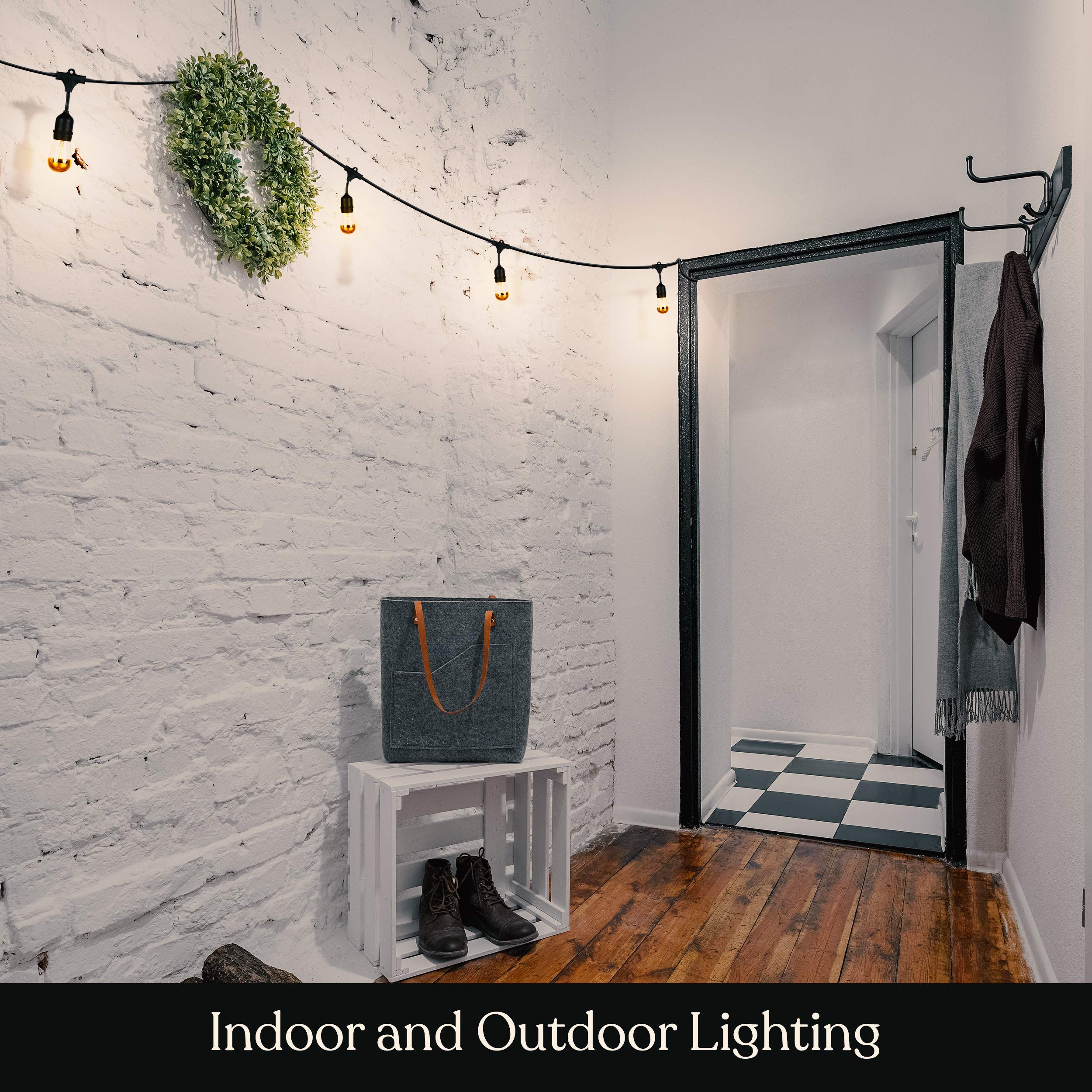 Brightech Ambience Pro LED Outdoor String Lights - 48 Ft Dimmable Patio Lights - Commercial Waterproof Porch String Lights for Outside, Backyard, Gazebo - 2W Anti Glare, Gold Tip Bulbs
