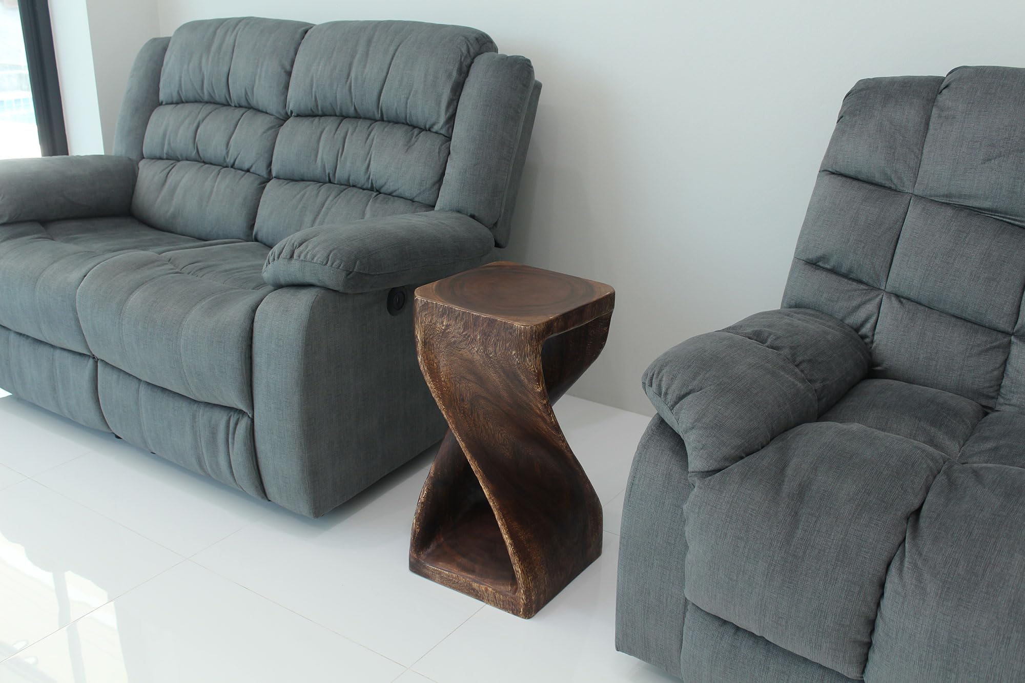 Haussmann® Original Wood Twist Stool 12 X 12 X 23 in High Mocha Oil