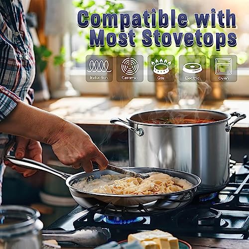 Cooks Standard Frying Pan Stainless Steel, 10-Inch Multi-Ply Clad wok Stir Fry Pan Kitchen Skillet, Silver