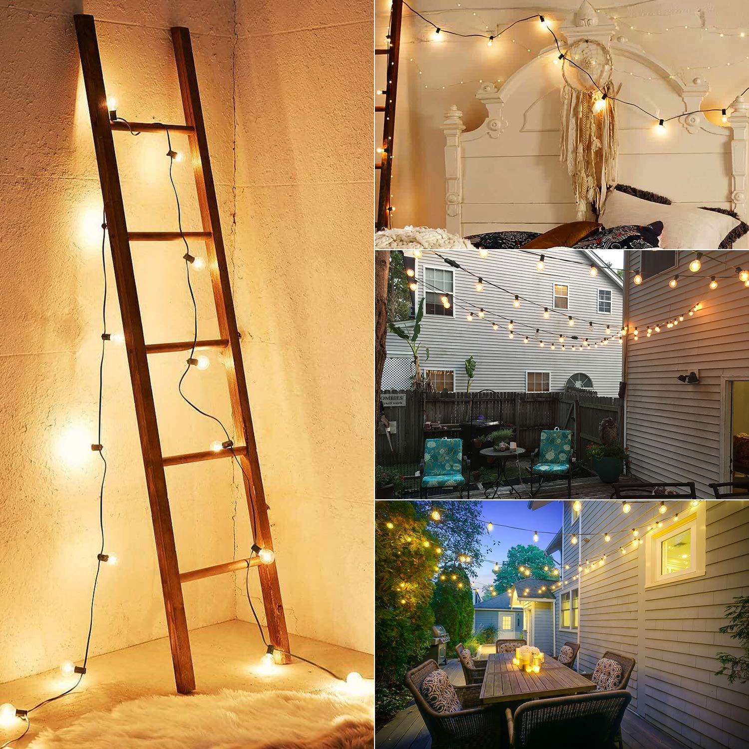 BrizLabs Outdoor String Lights, 25ft 25 LED G40 Globe Patio String Lights, Weatherproof Edison Hanging String Lights for Garden Backyard Wedding Party Bistro Indoor Decor, E12 Socket, 2700K