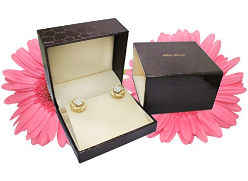 Black Diamond Earrings Halo Stud Earrings for women-men-girls 14K Yellow Gold